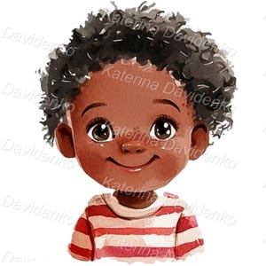 Watercolor Cartoon Happy Kids Clipart, Multinational Children Faces ...