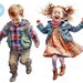 Cute Cartoon Little Boys and Girls Standing in a Row, Isolated ...
