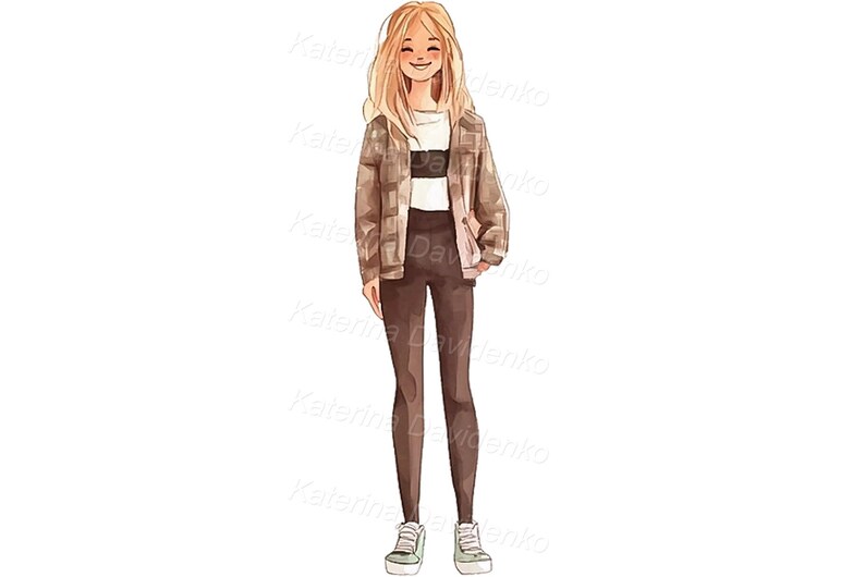 Happy Trendy Teenager Clipart, Watercolor PNG Fashion Teens Clip Art ...
