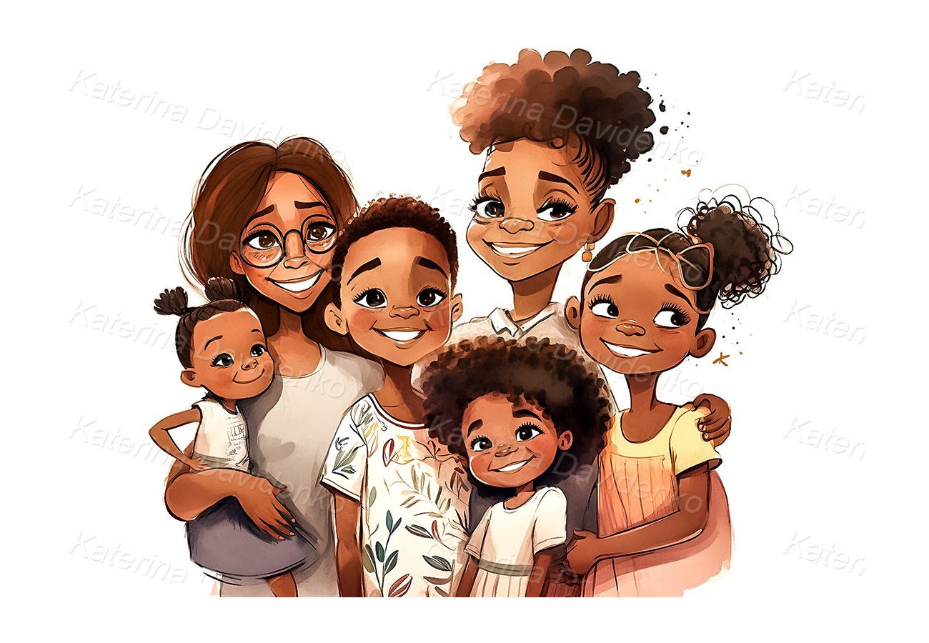 Mother's Day Clipart. Portrait of Cute African American - Etsy