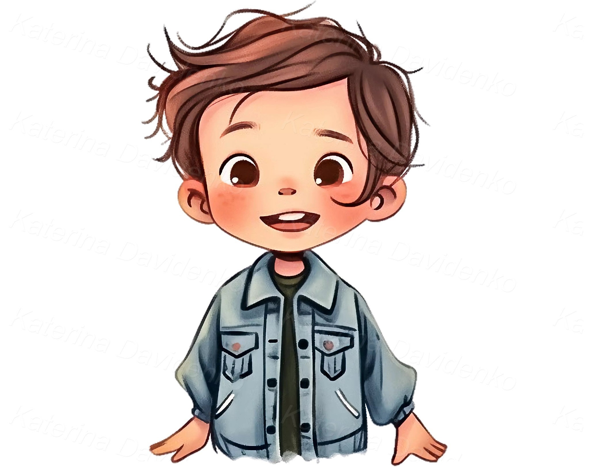 Set of Cartoon Happy Kids Portraits, PNG Clipart of Multiethnic ...