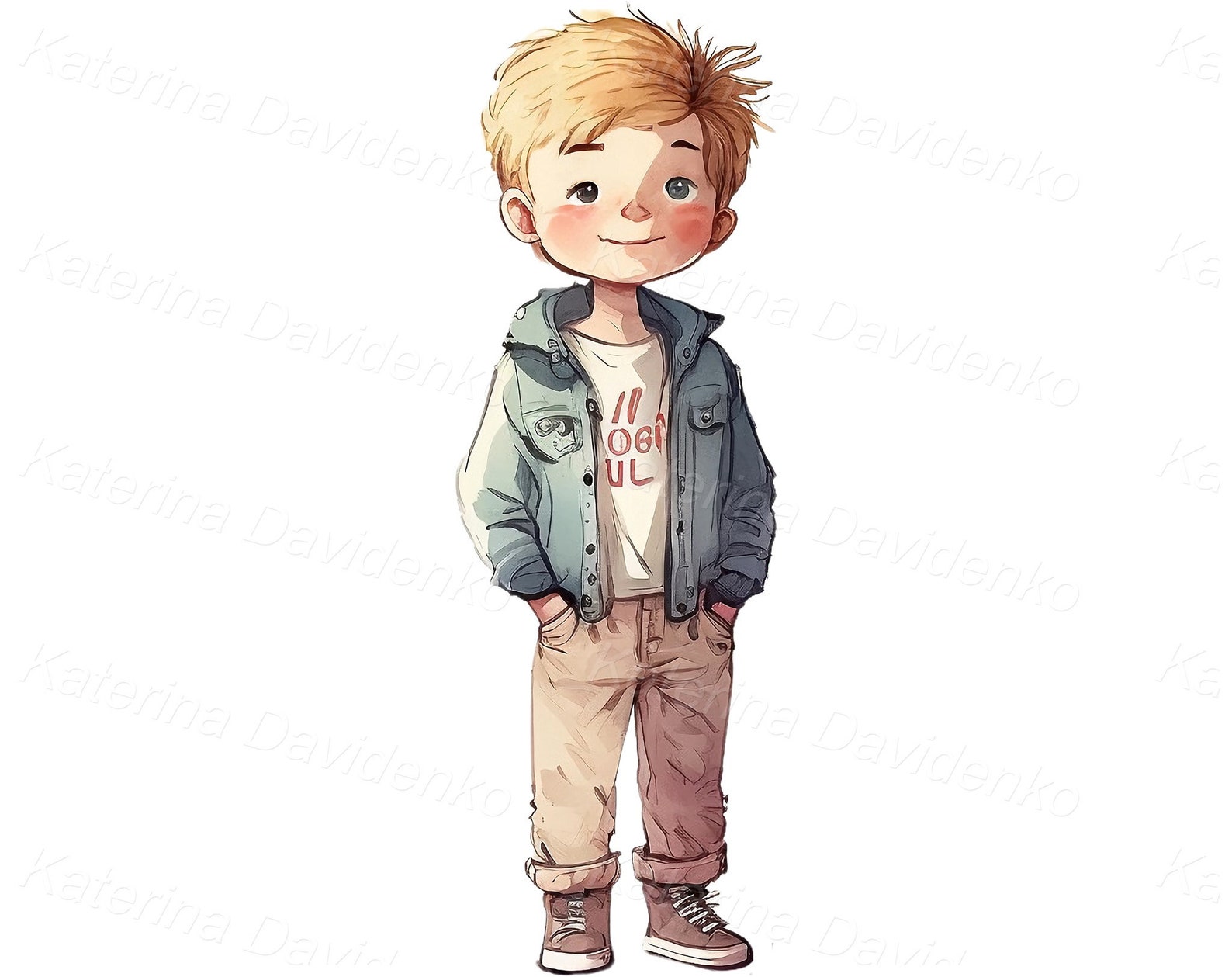 Cute Cartoon Kids With Different Hairstyles and Clothes Standing in a ...
