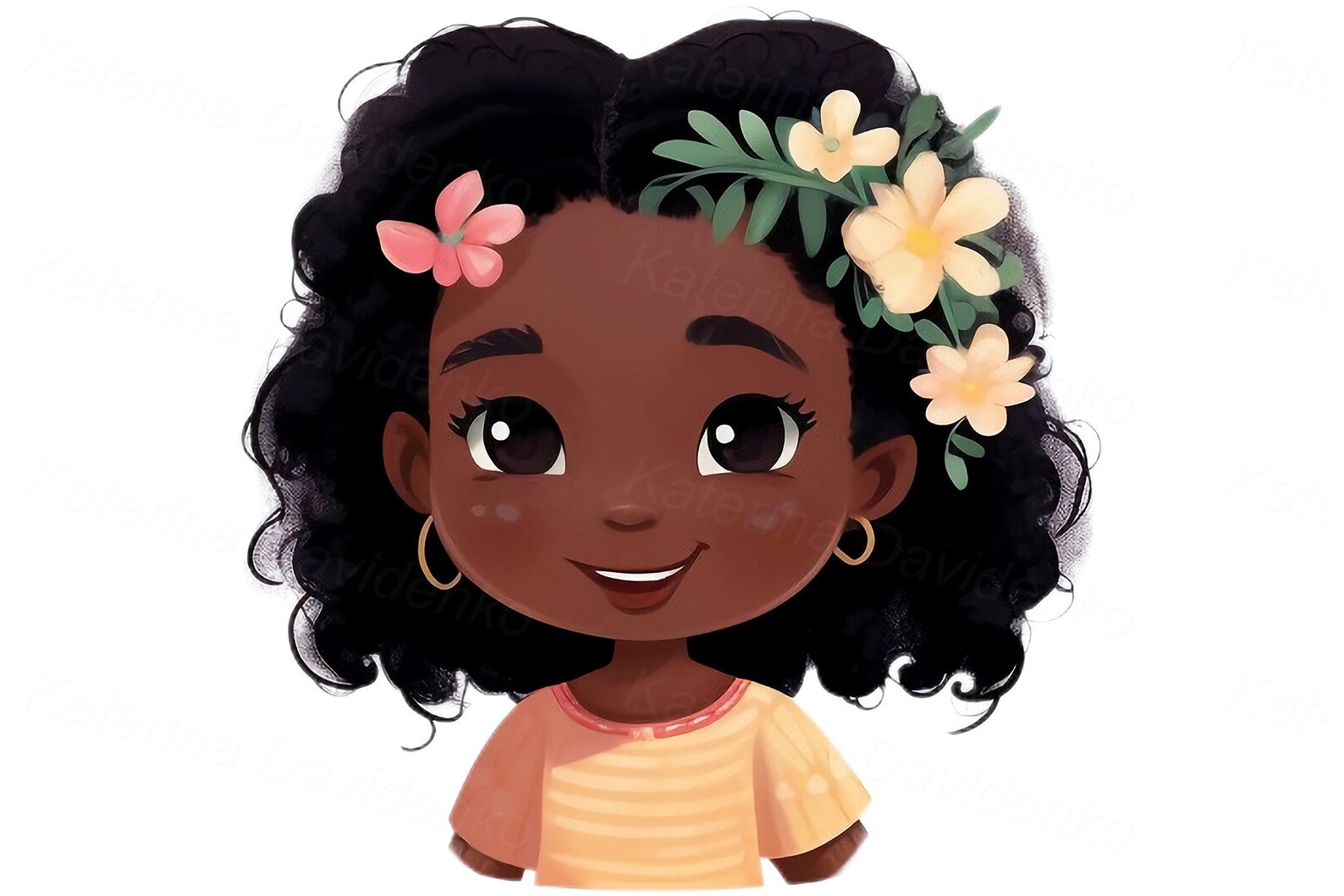 Set of Cartoon Smiling Little Girls Faces PNG Clipart, Funny Kids ...