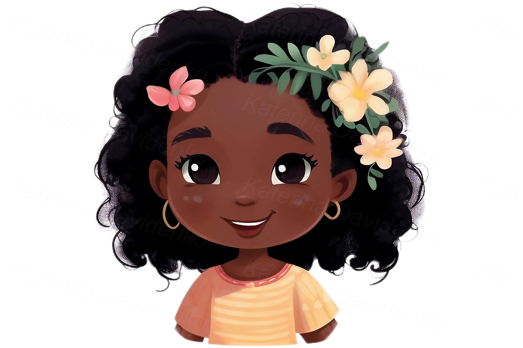 Set of Cartoon Smiling Little Girls Faces PNG Clipart, Funny Kids ...