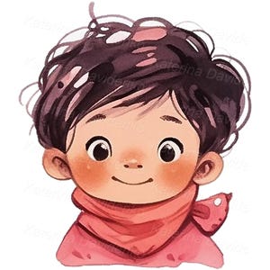 Happy Cartoon Kids Faces Set, Watercolor Kids PNG Clipart, Isolated ...