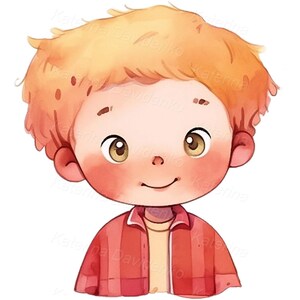 Collection of Watercolor Happy Cartoon Kids Faces PNG Clipart, Smiling ...