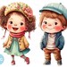 Cartoon Kids PNG Clipart, Set of Isolated Watercolor Children Pictures ...