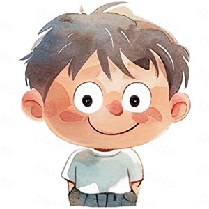 Big PNG Set of Watercolor Kids Clipart Children Face Expressions Kids ...