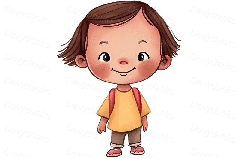 Cartoon Kindergarten Kids Clipart Set. Happy Children Clipart ...