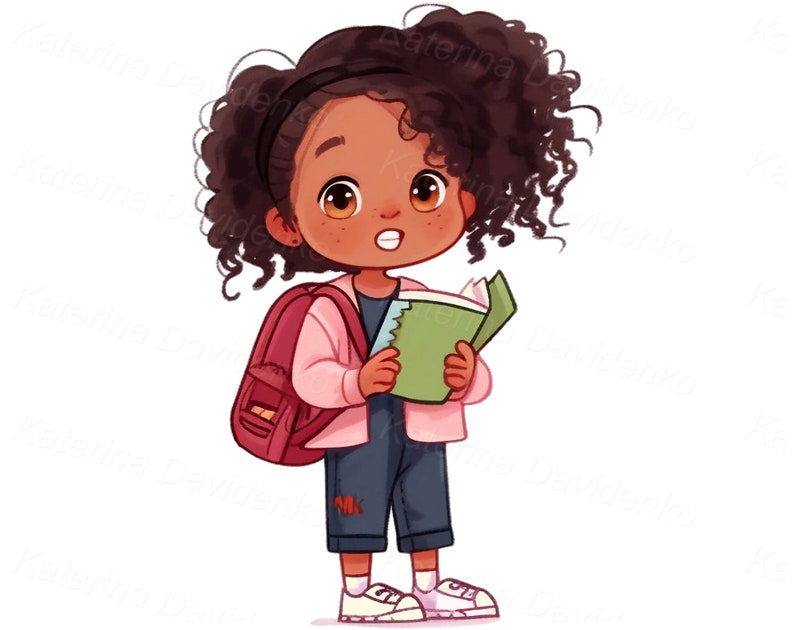 Cute Cartoon Multiethnic School Kids With Backpacks PNG Clipart Set ...