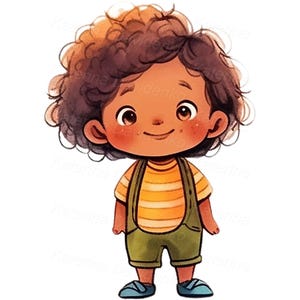 Cute Cartoon Little Kids Clipart. Isolated Preschool Children ...