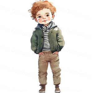 Cute Little Children PNG Clipart Set, Cartoon Boys and Girls in Autumn ...