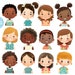 Cute Children Faces Collection, Cartoon Happy Kids Clipart, Smiling ...