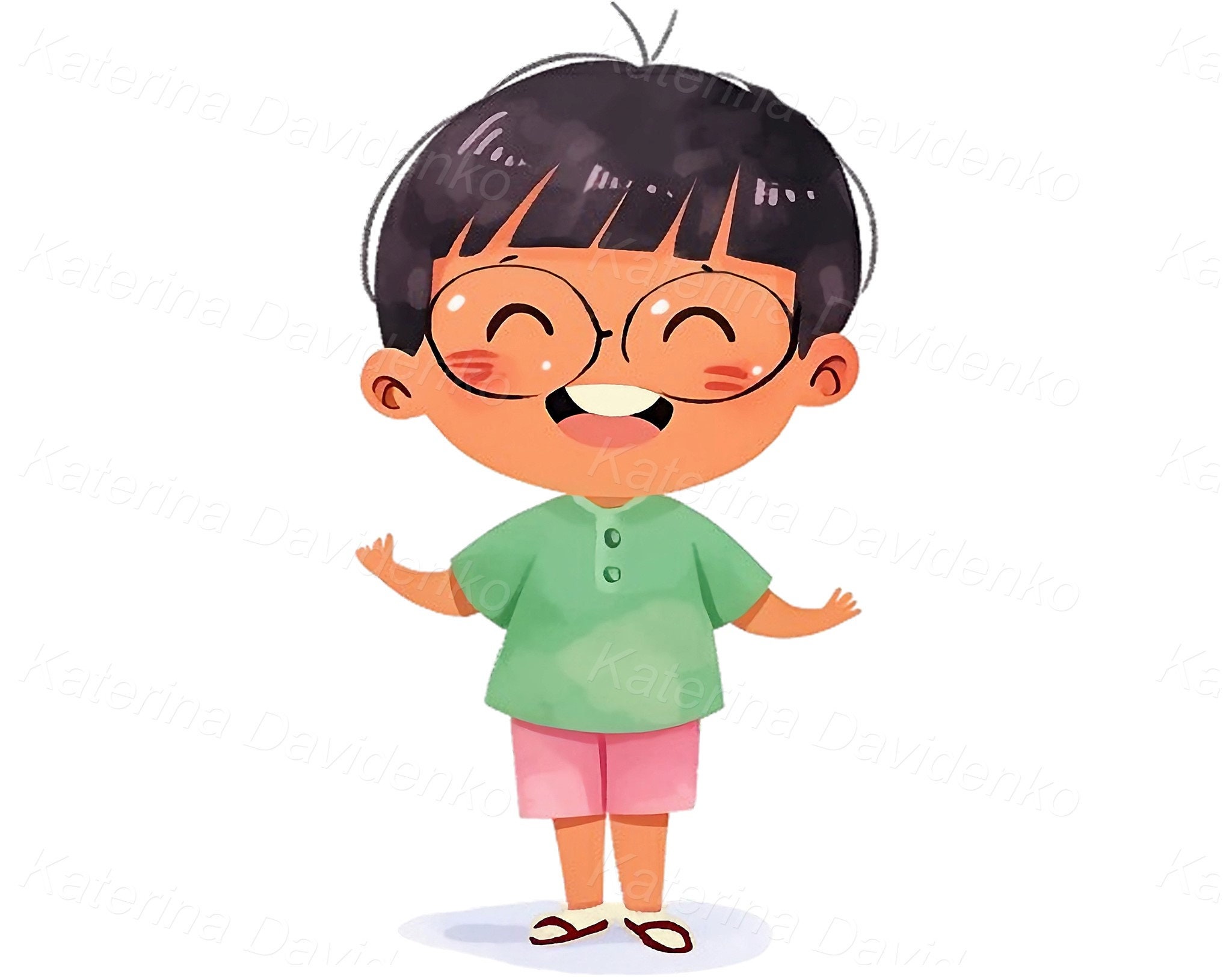 Set of Cartoon Kids Singing Song Png Clipart. Happy Singer Children ...