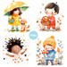 Cartoon Little Kids Outdoor Clipart, Autumn Weather, Children Season ...