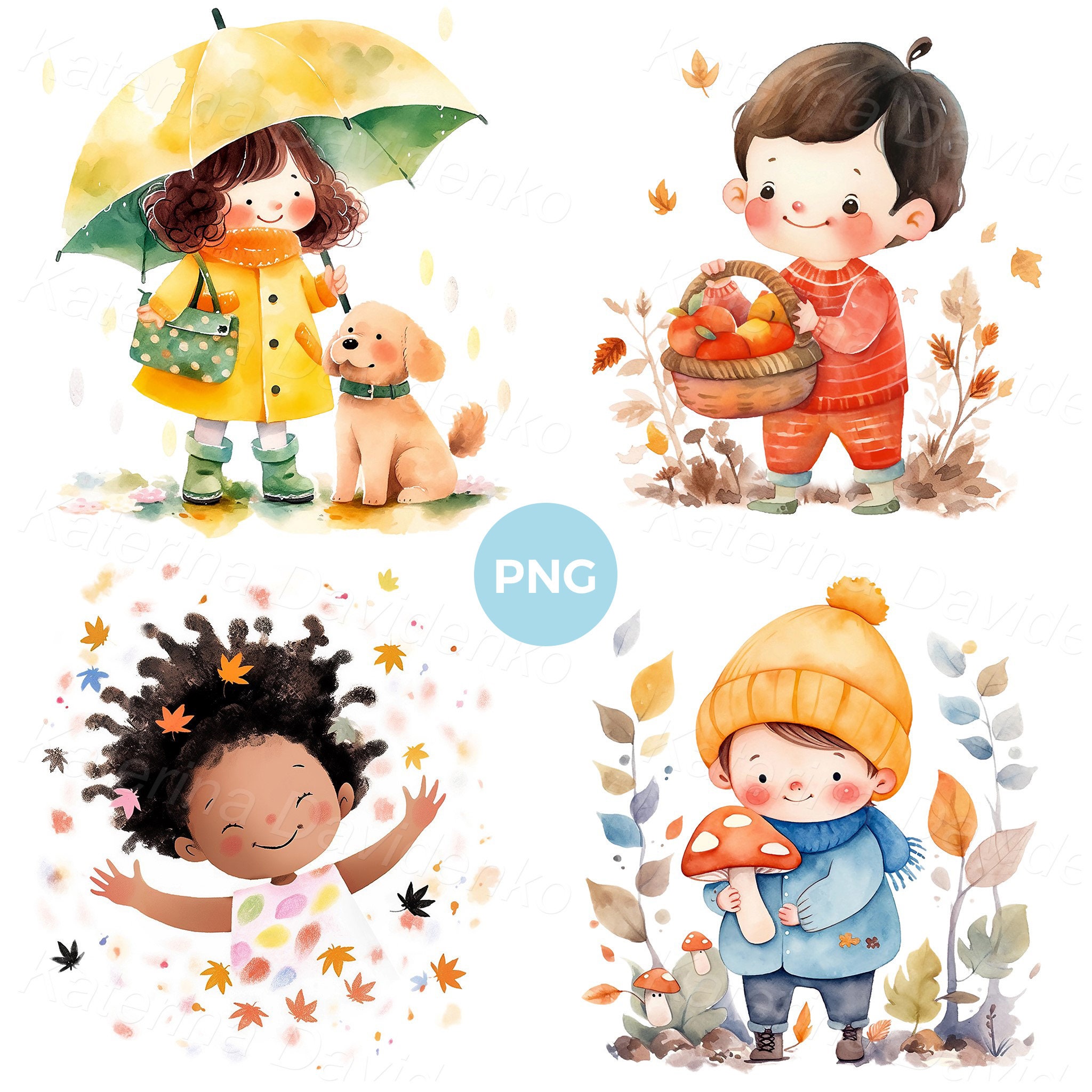 Cartoon Little Kids Outdoor Clipart, Autumn Weather, Children Season ...