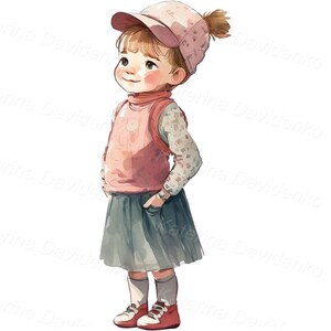 Cute Little Children PNG Clipart Set, Cartoon Boys and Girls in Autumn ...