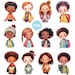 Set of Cartoon Smiling Children Standing in a Row. Transparent PNG ...