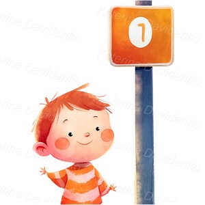 Set Cartoon Clipart Little Kids With Different Symbol Signs and Objects ...