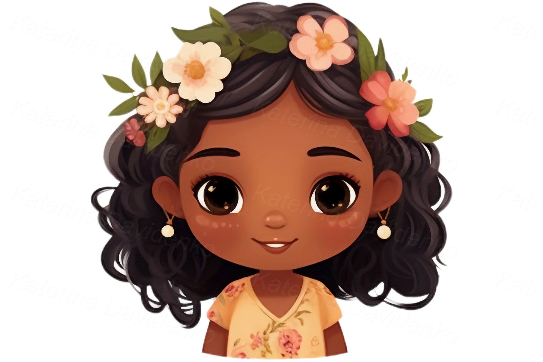 Collection of Cartoon Little Girls Faces PNG Clipart, Kids Avatar Set ...