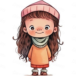 Set of Cartoon Little Children PNG Clipart. Cute Kindergarten Kids ...