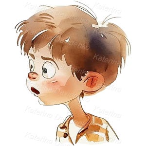 Cartoon Kids PNG Clipart Set. Little Boy With Different Emotions ...