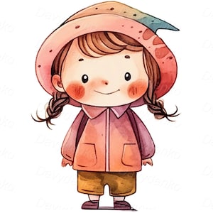 Set of Cute Cartoon Schoolkids With Backpack, Isolated Kids PNG Clipart ...