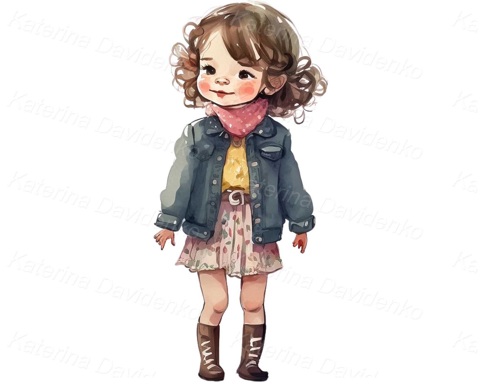 Cute Little Children PNG Clipart Set, Cartoon Boys and Girls in Autumn ...