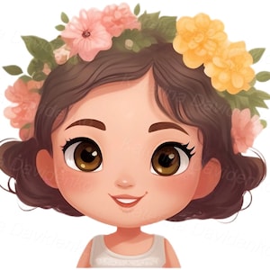 Cartoon Girl Faces Clipart, Happy Little Kids Avatars, Funny Children ...