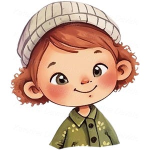 Happy Cartoon Kids Faces Set, Watercolor Kids PNG Clipart, Isolated ...