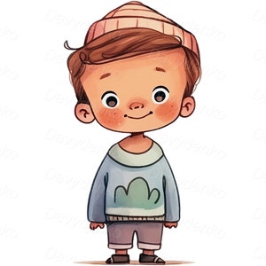 Set of Cartoon Little Children PNG Clipart. Cute Kindergarten Kids ...