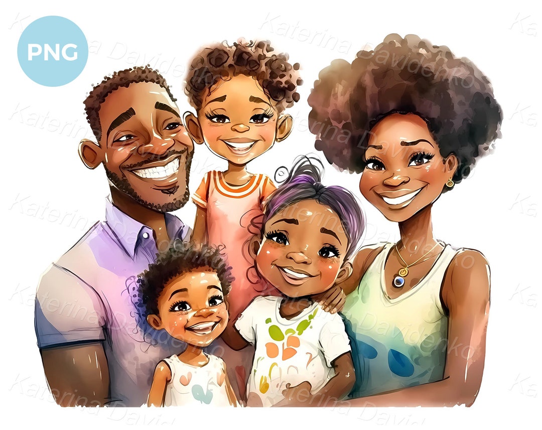 Happy Family Portrait. PNG Cartoon Clipart. Mother, Father, Daughters ...