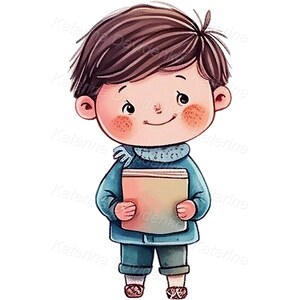 Set of Happy Cartoon Kids PNG Clipart. Little Boys and Girls Standing ...