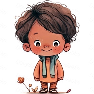 Set of Cartoon Little Children PNG Clipart. Cute Kindergarten Kids ...