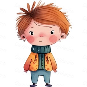 Cartoon Little Kids PNG Clipart Set. Cute Children Standing Full Height ...