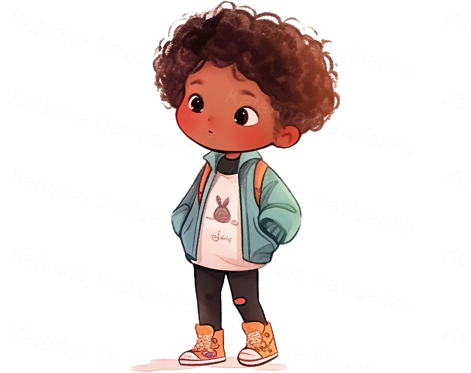 Set of Cartoon Multinational Schoolgirls With Backpacks. Cute Little ...