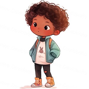 Set of Cartoon Multinational Schoolgirls With Backpacks. Cute Little ...