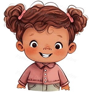 Set of Happy Cartoon Kids Faces Clipart, Multinational Children PNG ...