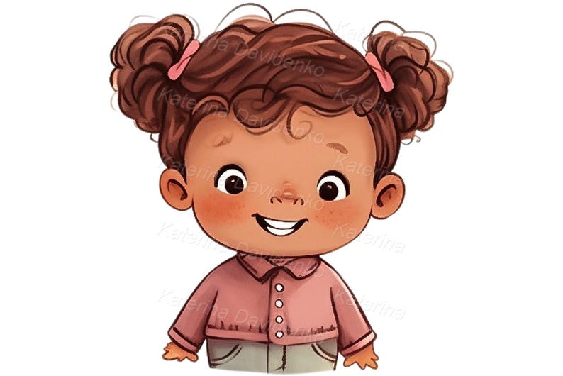 Set of Happy Cartoon Kids Faces Clipart, Multinational Children PNG ...