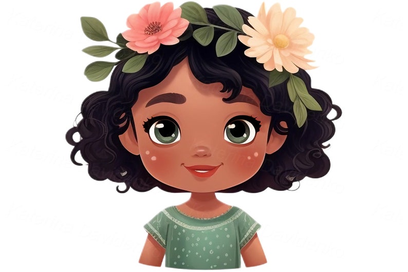 Set of Cartoon Smiling Little Girls Faces PNG Clipart, Funny Kids ...