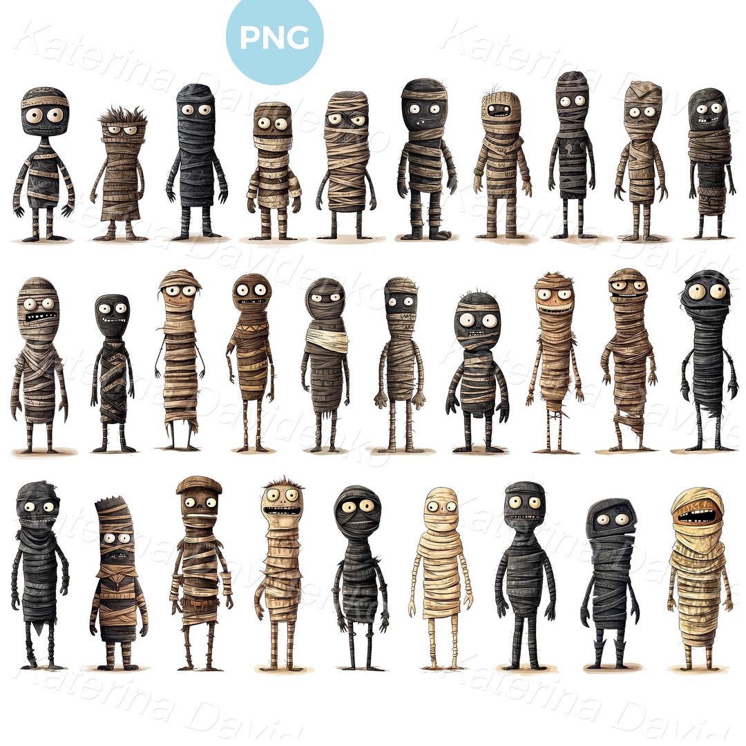 Cute Mummy Characters Clipart Set, Halloween Mummy PNG - Etsy