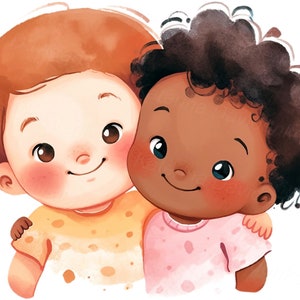 Collection of Groups of Smiling Little Children. Cartoon Multiethnic ...