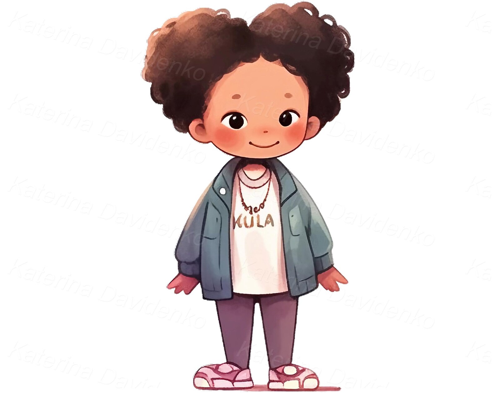 Set of Cartoon Multinational Schoolgirls With Backpacks. Cute Little ...