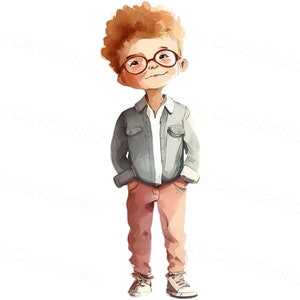 Cartoon Little Kids Standing in a Row, PNG Clipart, Watercolor Smiling ...