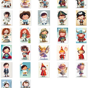 Cartoon Little Kids in Different Costumes Like Wizard, Fairy Girl ...