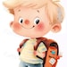 Cute Cartoon Boy Girl With School Backpacks Clipart Standing Schoolkids ...