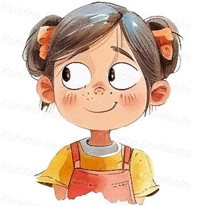 Kids Emotions PNG Clipart Set. Cartoon Little Girl With Different ...