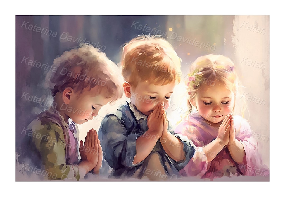 Three Little Kids, Boys and Girl, Praying Together. Printable ...