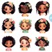 Set of Cartoon Smiling Little Girls Faces PNG Clipart, Funny Kids ...