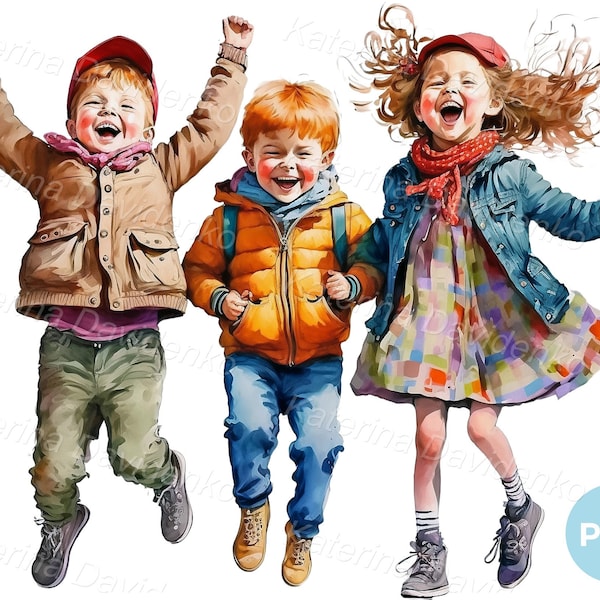 Happy Children Clipart - Etsy